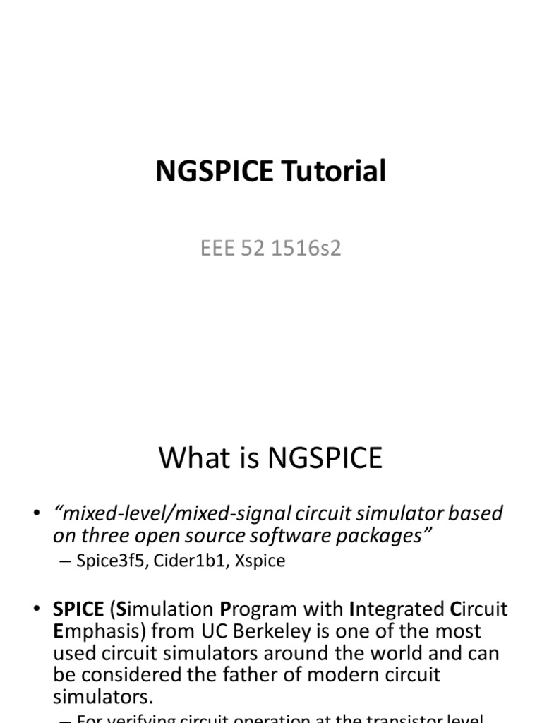 Ngspice Tutorial | PDF | Spice | Electronic Circuits
