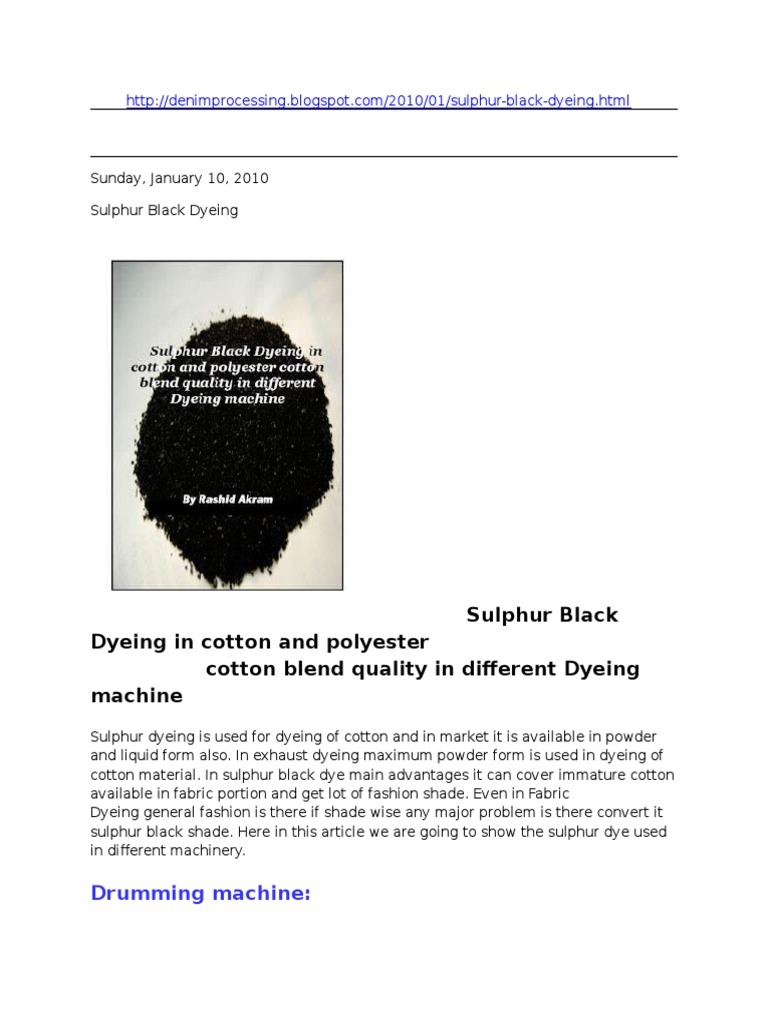 Sulphur Black Dyeing Techniques | PDF | Sodium Hydroxide | Sulfur