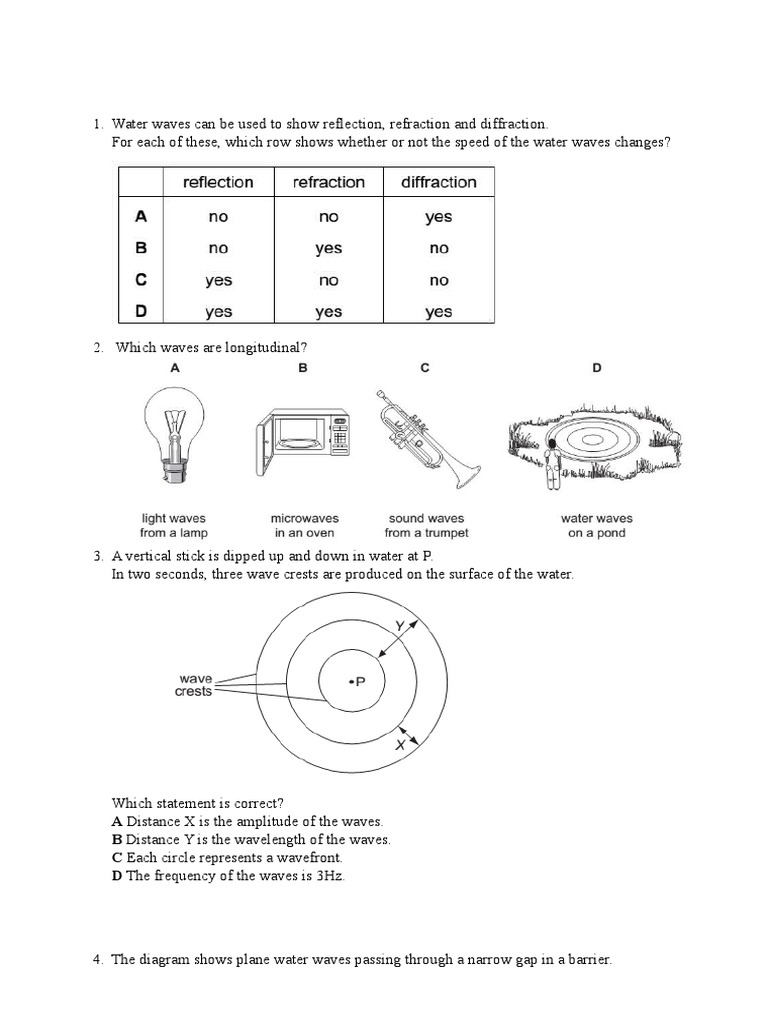 IGCSE Physics MCQ | PDF | Waves | Wavelength