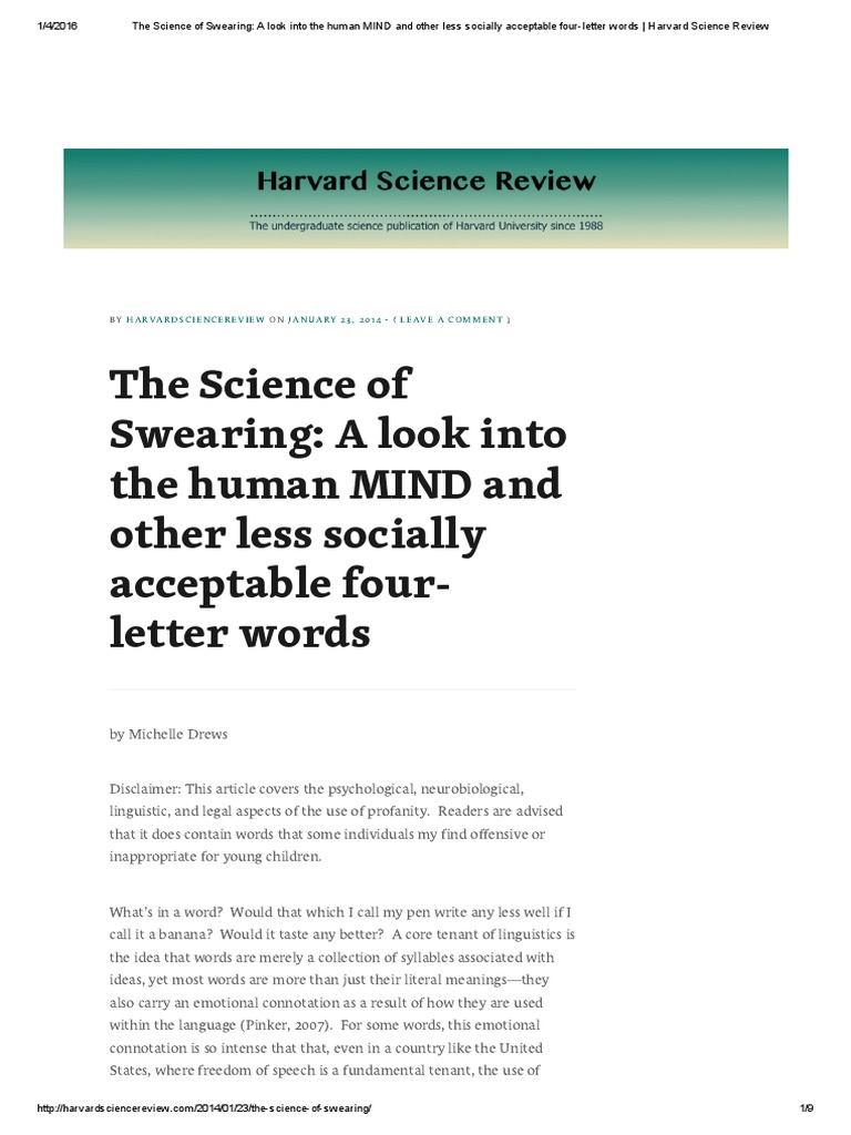 The Science of Swearing - A Look Into The Human MIND and Other Less ...