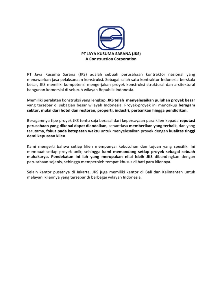 PT Jaya Kusuma Sarana | PDF