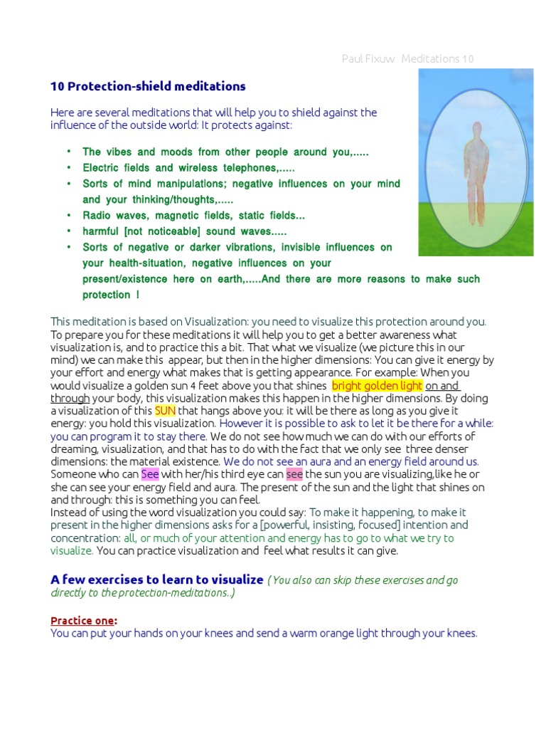 10 Protection Shield Meditations Pdf Meditation Yellow