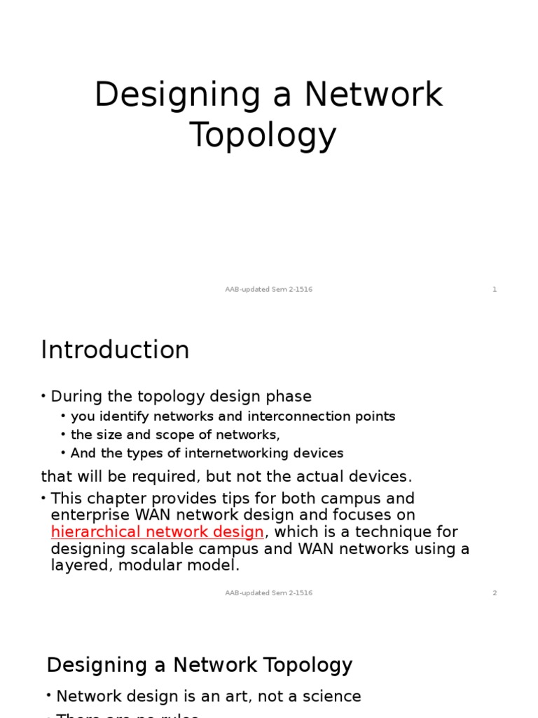 Chapter 1 Designing A Network Topology Sem2 1516 Updates2 | PDF ...
