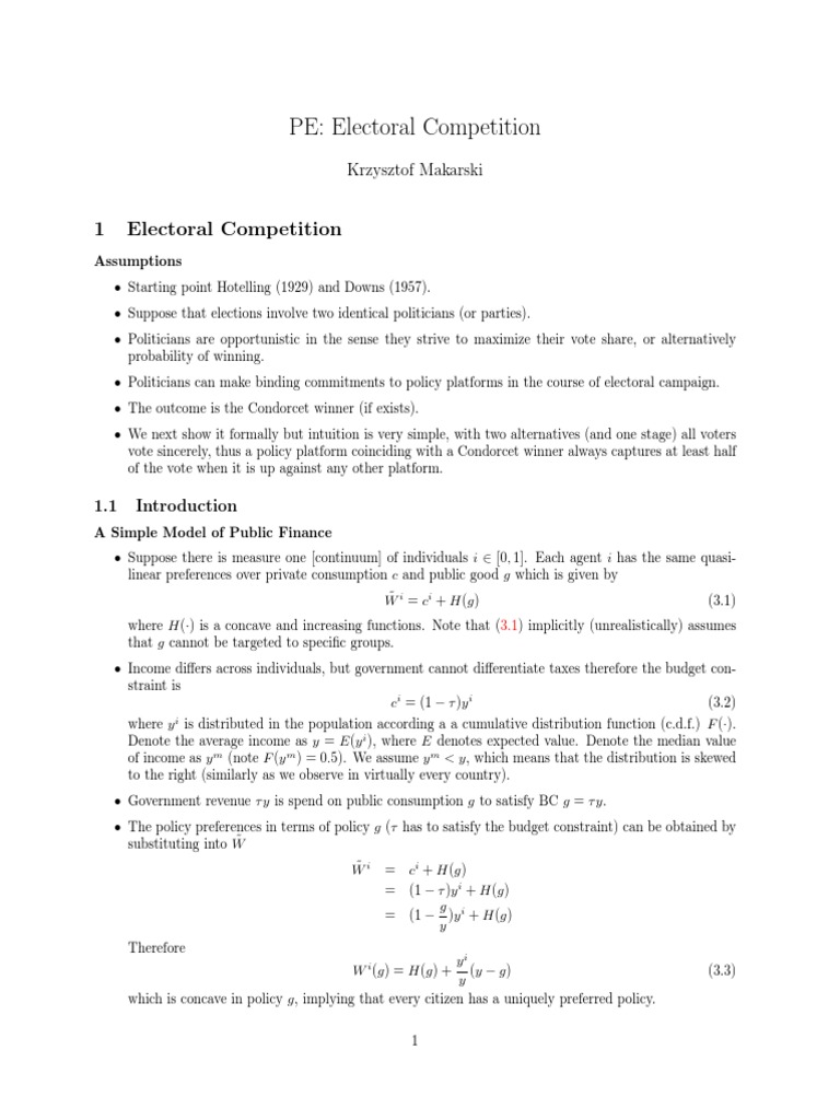 PE: Electoral Competition | PDF | Voting | Skewness