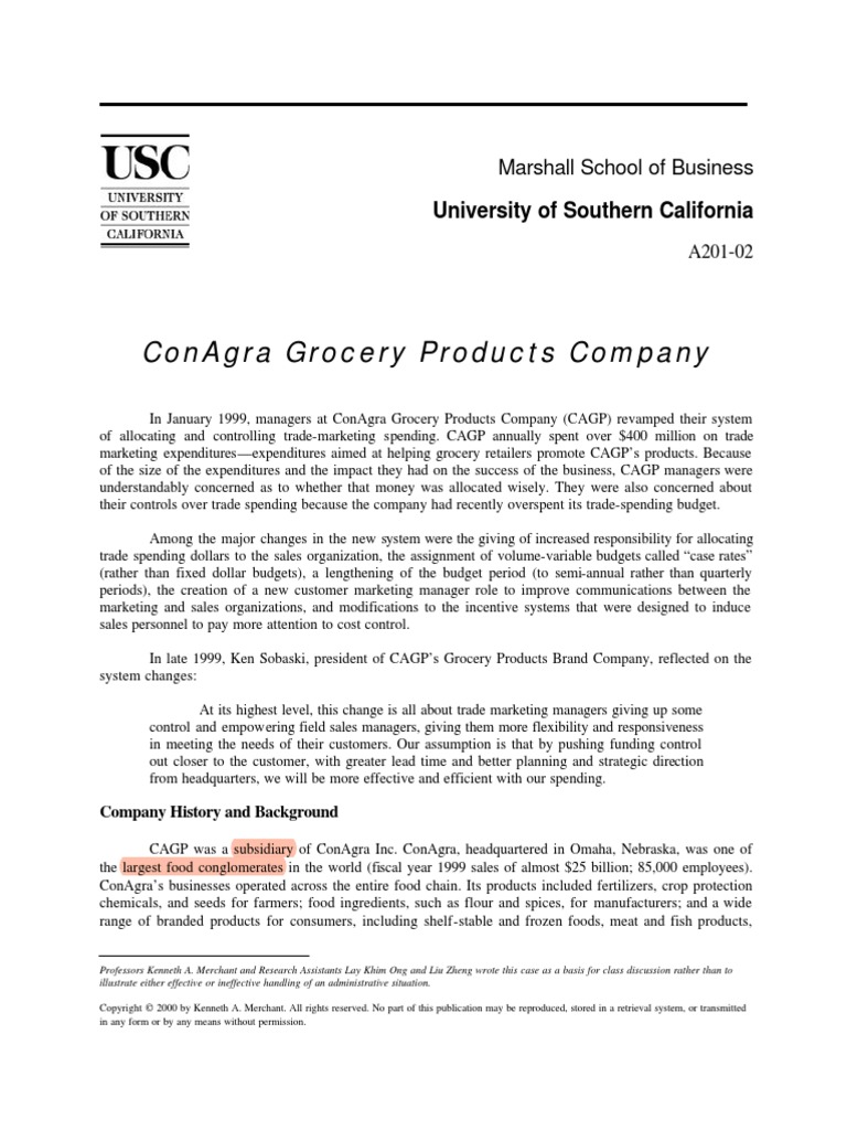 ConAgra Grocery Products Company (Highlighted) | PDF | Retail | Sales