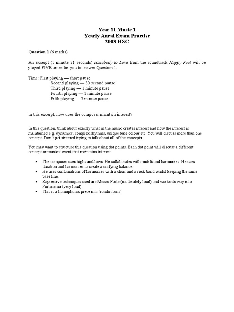 HSC Music Notes | PDF | Chord (Music) | Song Structure