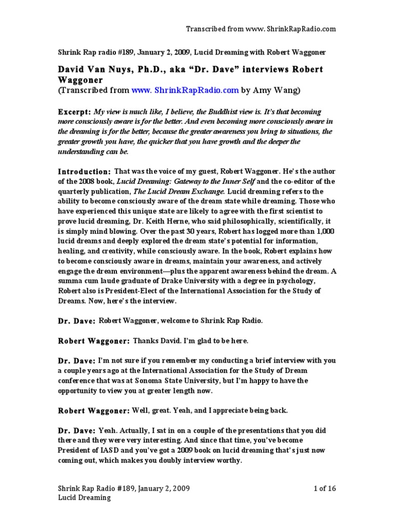 Lucid Dreaming With Robert Waggoner | PDF | Dream | Hypnosis