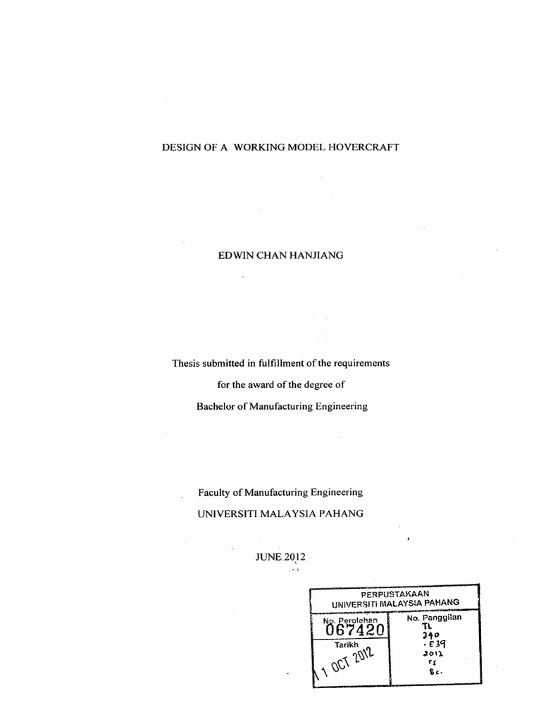 Design of Hovercraft Report | PDF | Flight Dynamics (Fixed Wing ...