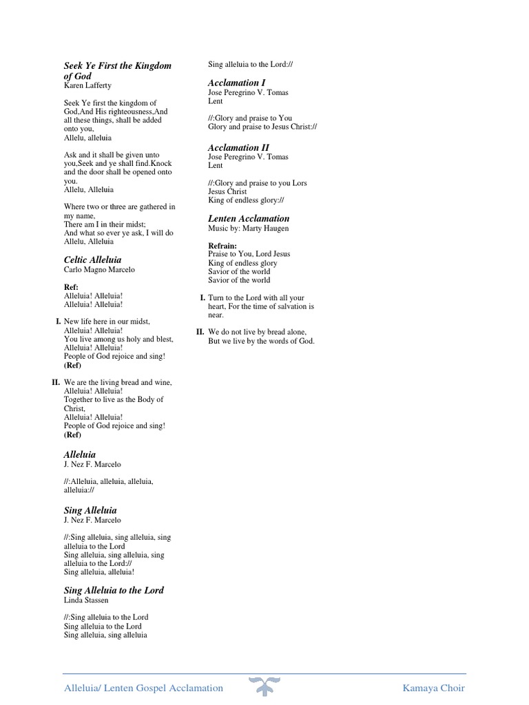 Alleluia | PDF | Mass (Liturgy) | Christian Worship And Liturgy