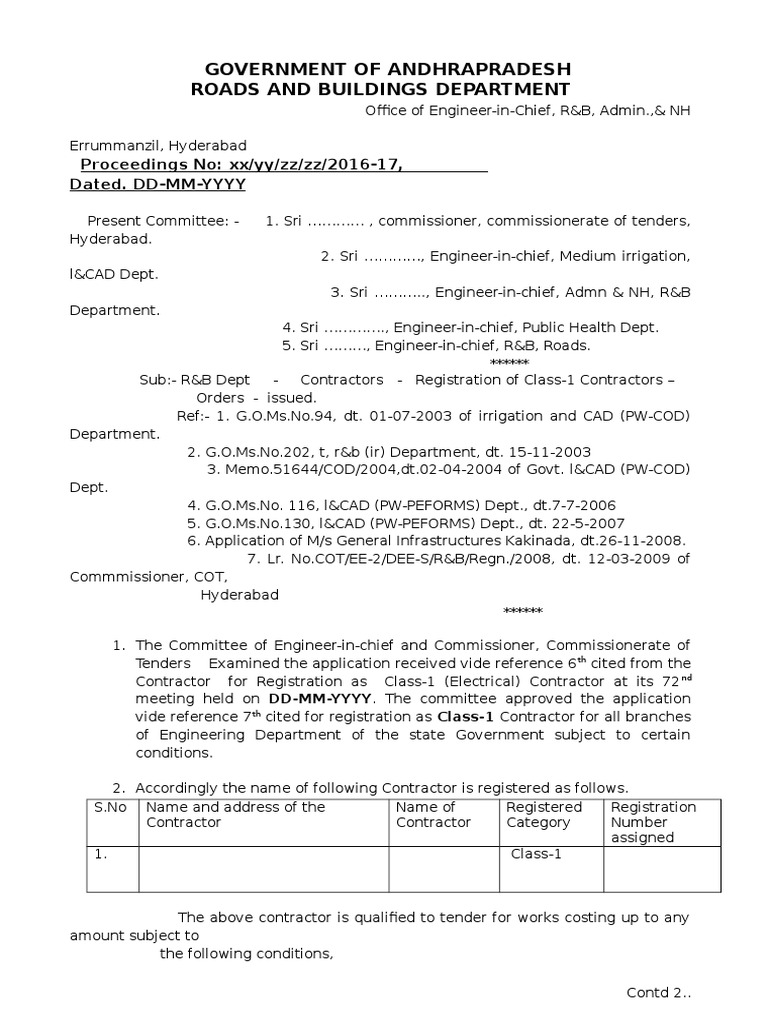 Andhra Pradesh Class 1 Registration Certificate Format | PDF ...