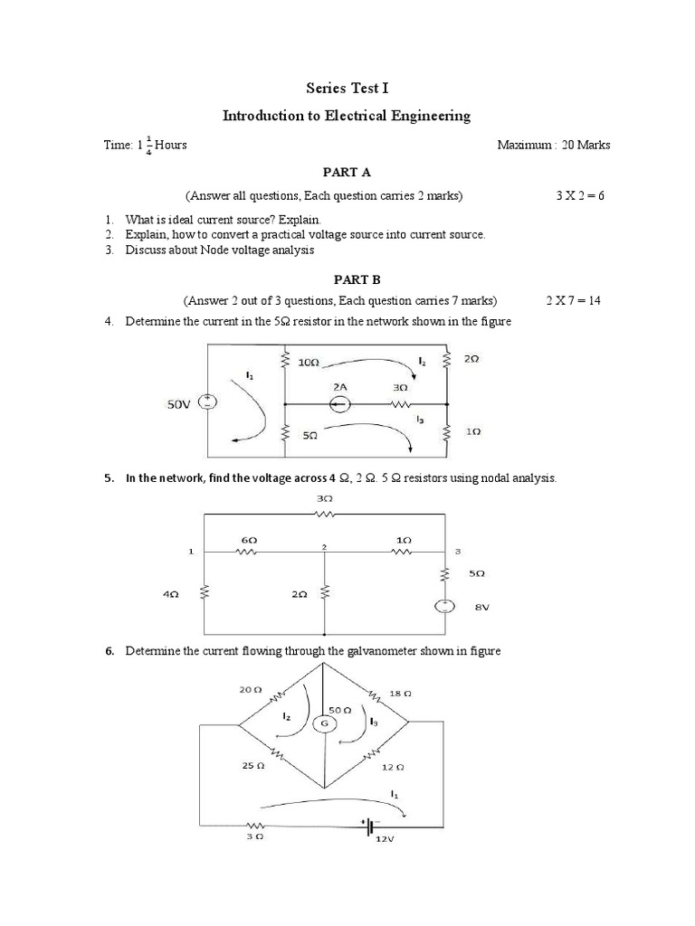 Electrical Engineering Series Test I | PDF | Teaching Methods ...