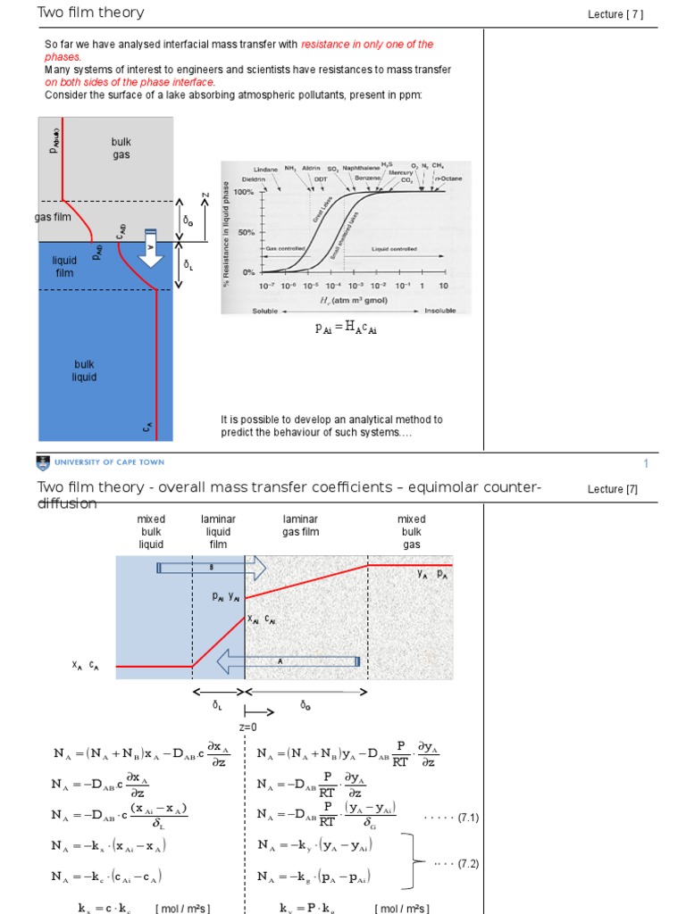 Two Film Theory In Mass Transfer Pdf Mass Transfer Diffusion
