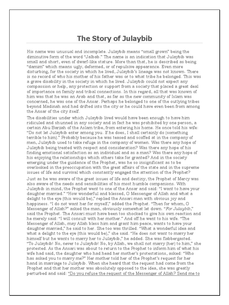 The Story of Julaybib | PDF | Muhammad | Prophets And Messengers In Islam