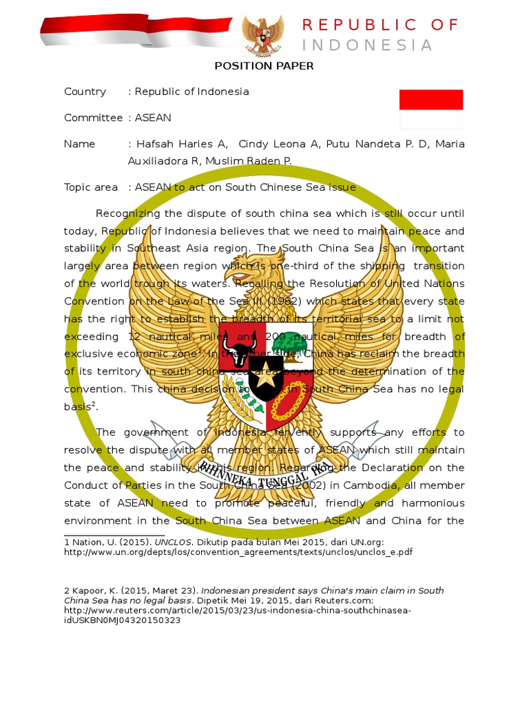Position Paper Indonesia For Aec - Model Asean | PDF | Association Of ...