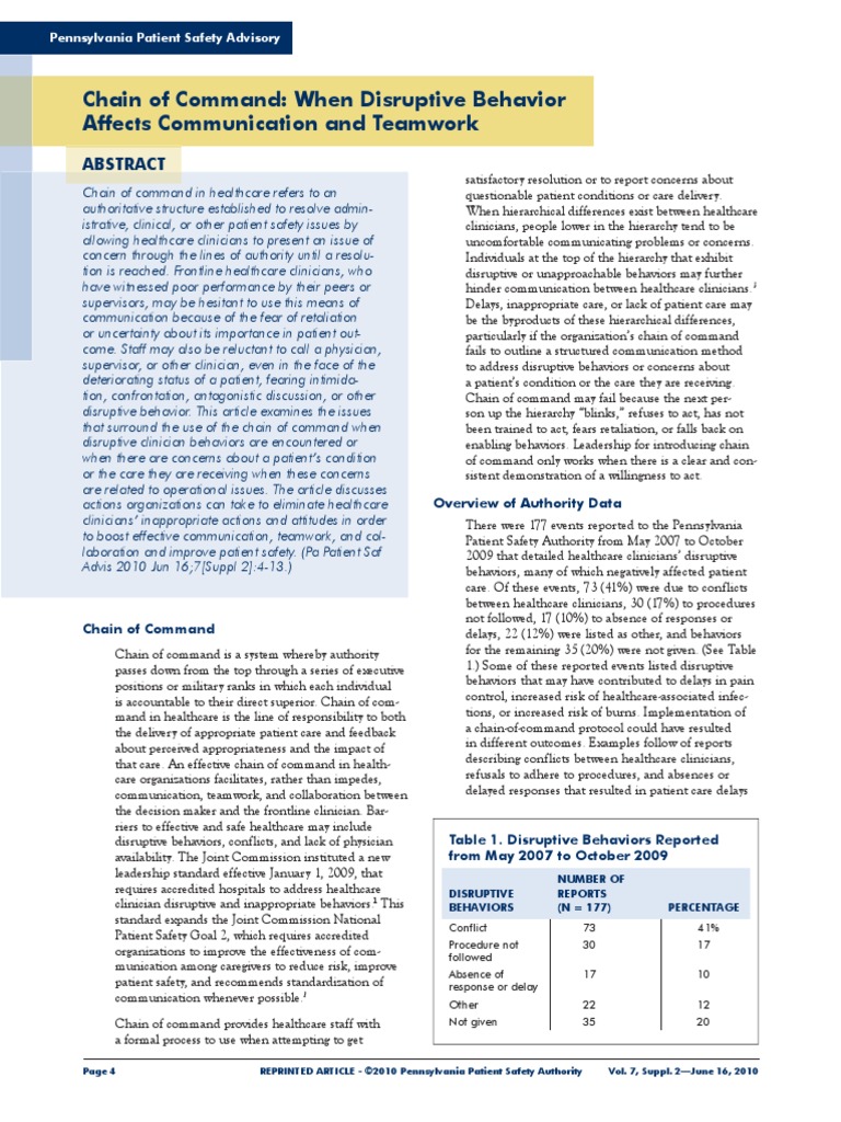 Patient Care Chain of Command | PDF | Patient Safety | Joint Commission