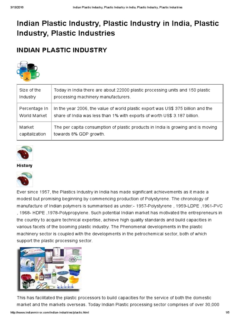 Indian Plastic Industry, Plastic Industry in India, Plastic Industry ...