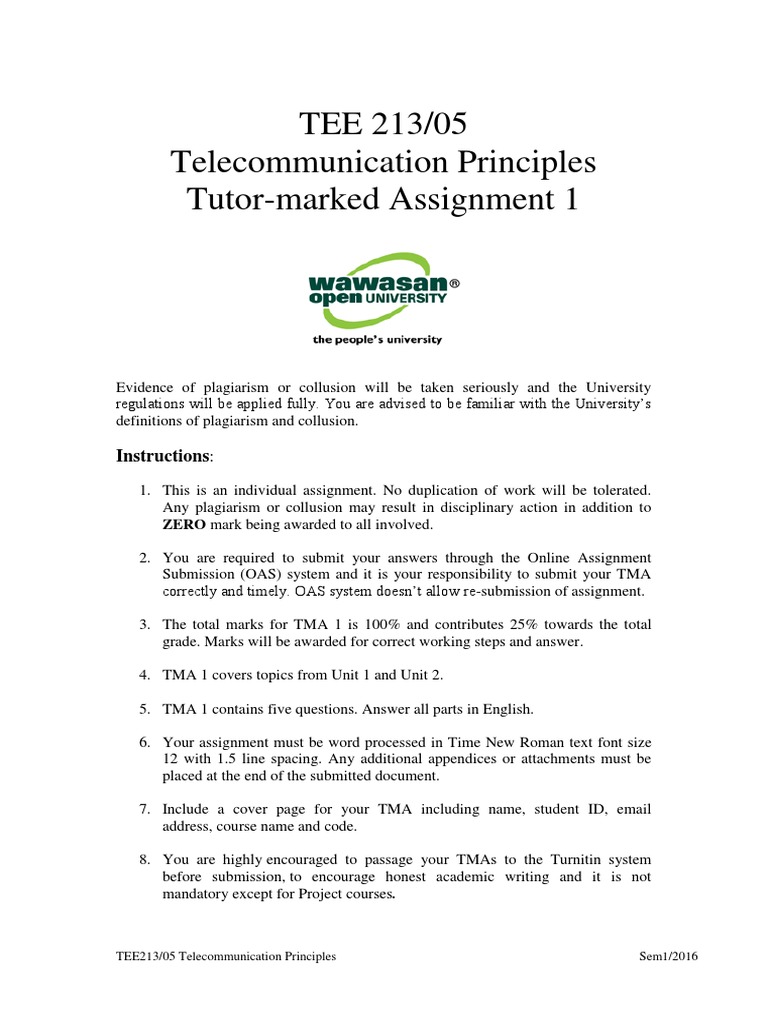 TMA 1 Telecommunication Principles 2016 | PDF | Frequency Modulation ...