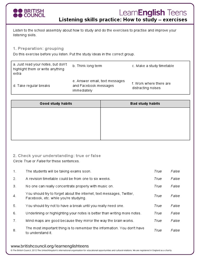 Microsoft Word - How To Study - Exercises | PDF