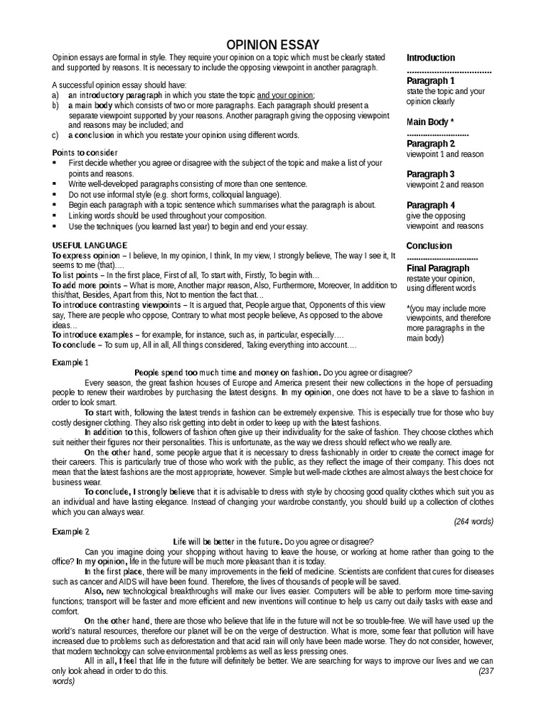 8 Opinion Essay | PDF | Essays | Paragraph