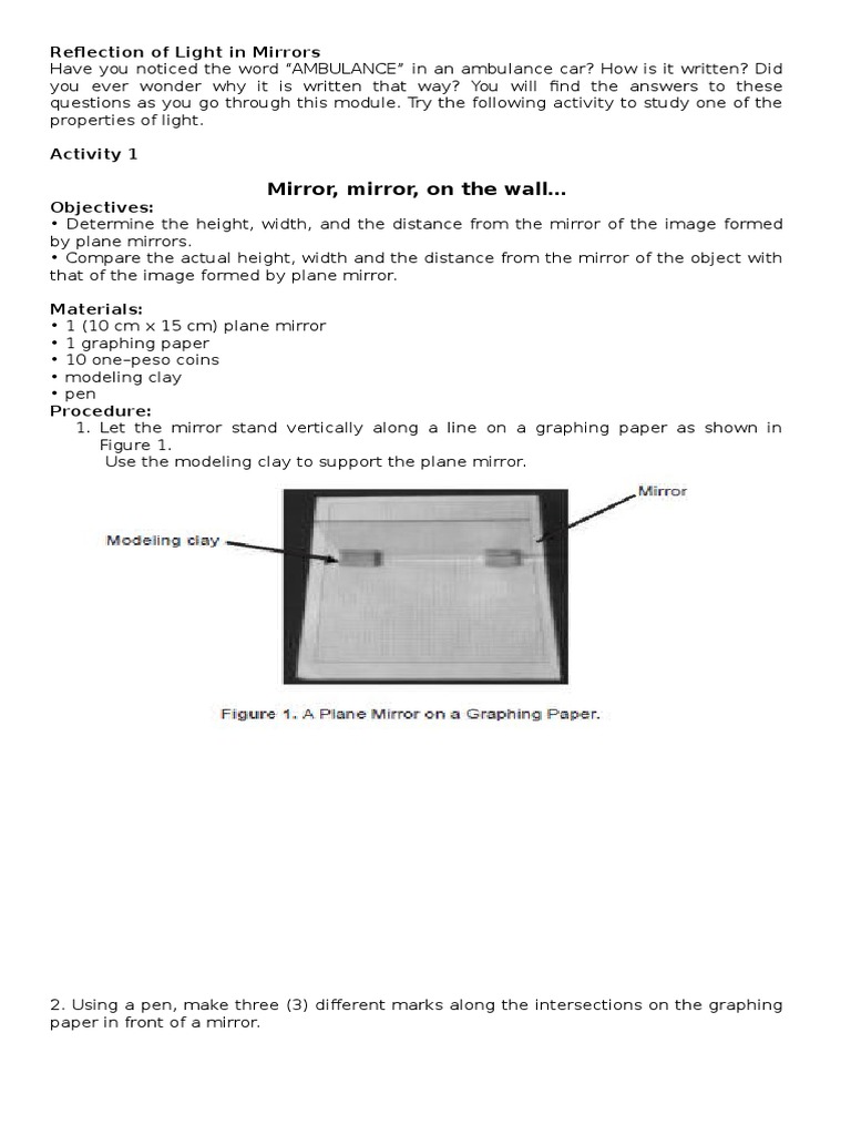 Exploring Reflection in Plane Mirrors | PDF | Reflection (Physics) | Mirror