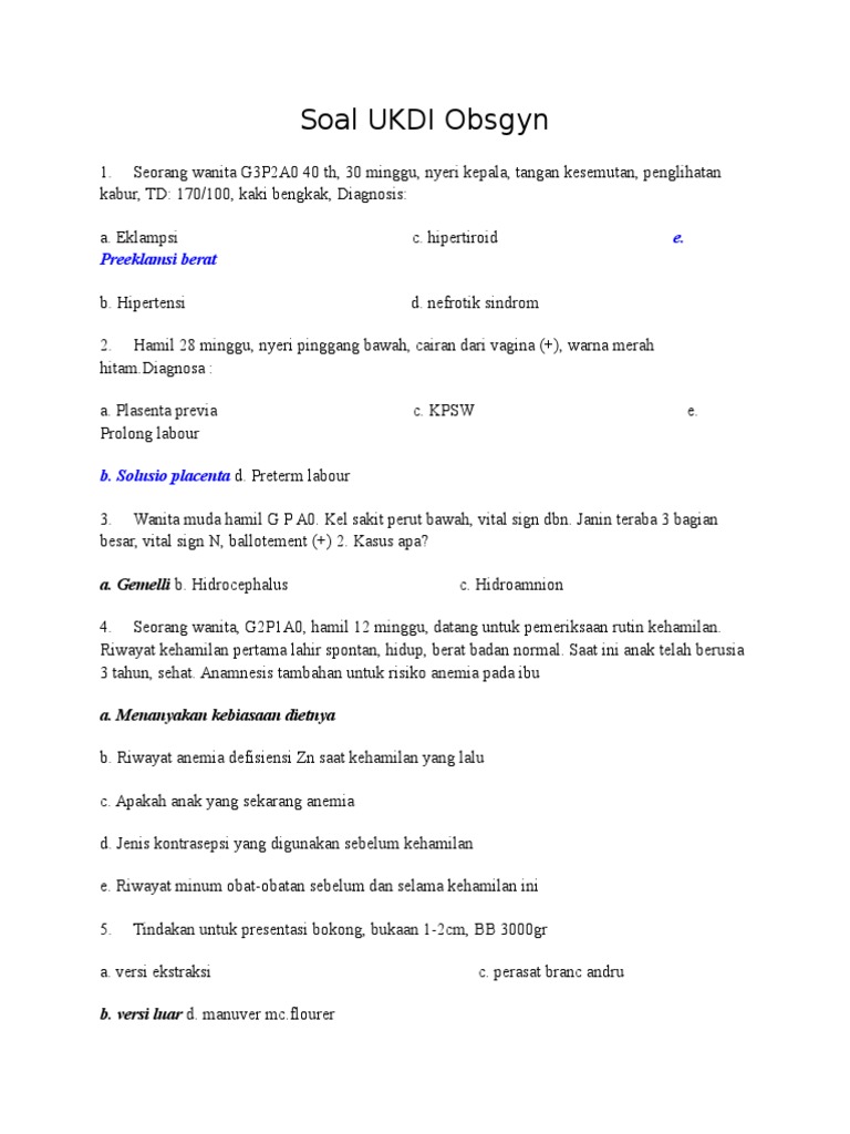 Soal UKDI Obsgyn | PDF