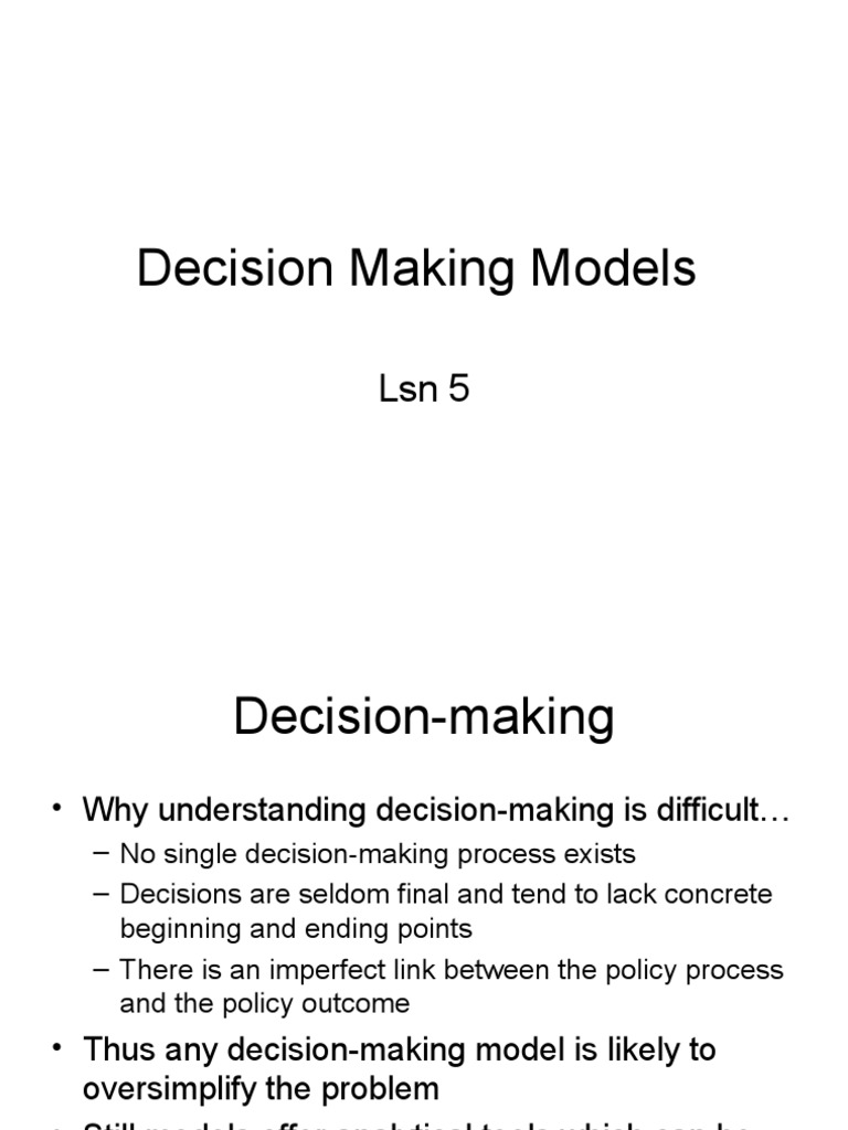 Decision-Making Models in Policy Analysis | PDF | Cuban Missile Crisis ...