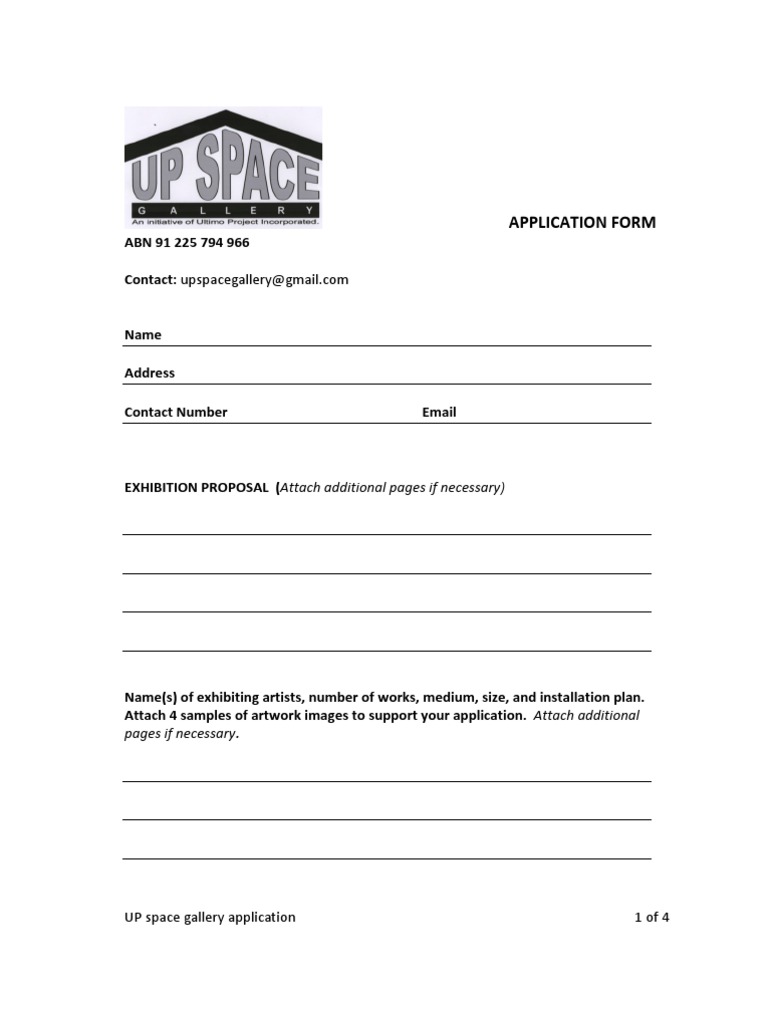 UP Space Gallery Application Form | PDF | Business