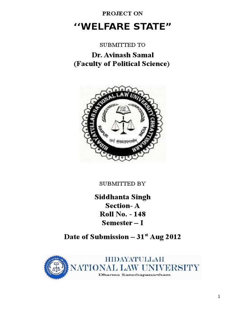 Project On Welfare State | PDF | Welfare State | Welfare