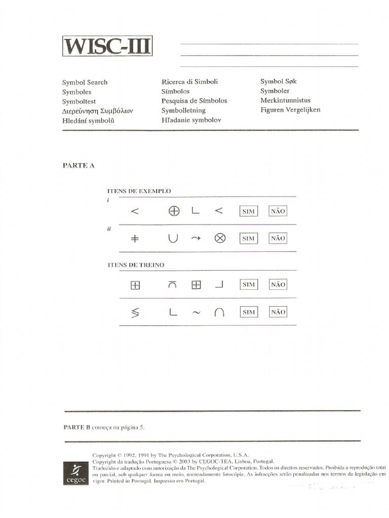 Símbolos - Wisc III | PDF