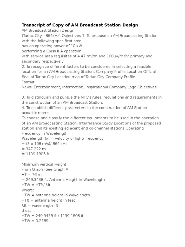 Transcript of Copy of AM Broadcast Station Design | PDF | Am ...