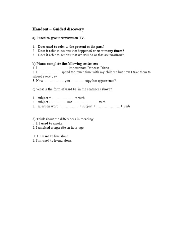 Used To Guided Discovery | PDF | Language Arts & Discipline