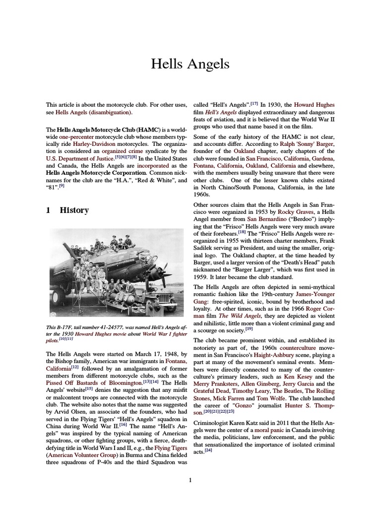 Hells Angels | PDF | Motorcycle Clubs | Motorcycling Subculture