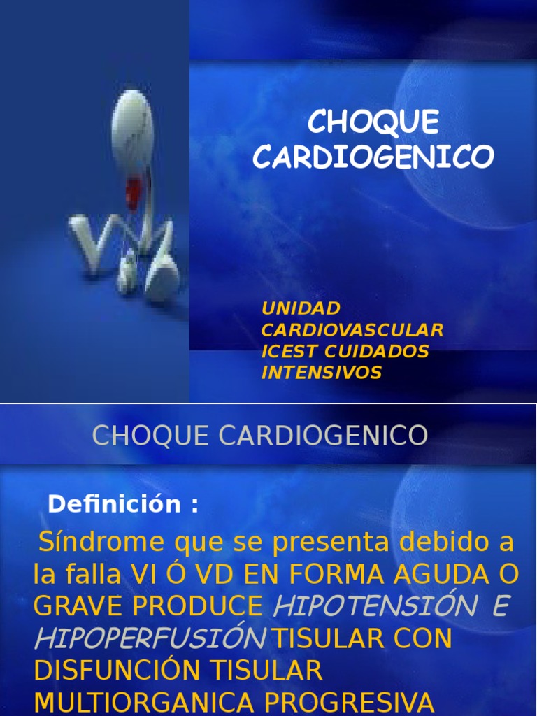 Choque Cardiogenico | PDF | Infarto de miocardio | Sistema circulatorio