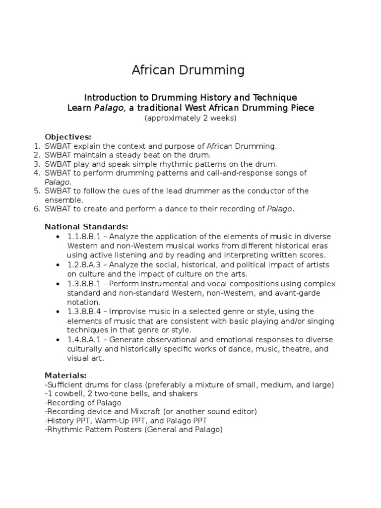 African Drumming Unit | PDF | Drum Kit | Rhythm