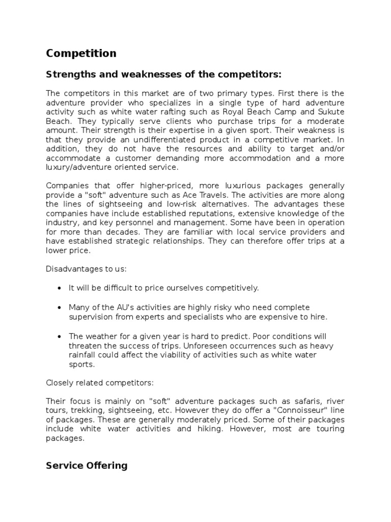 Competition: Strengths and Weaknesses of The Competitors | PDF ...