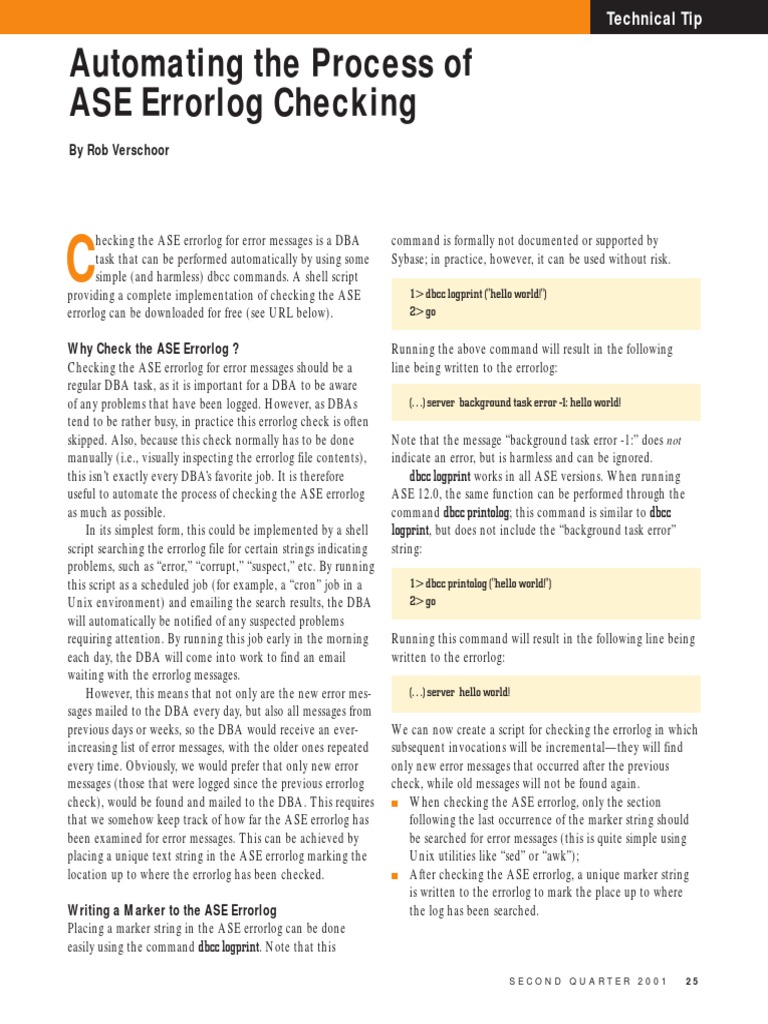 Automating The Process of ASE Errorlog Checking | PDF | Command Line Interface | Email