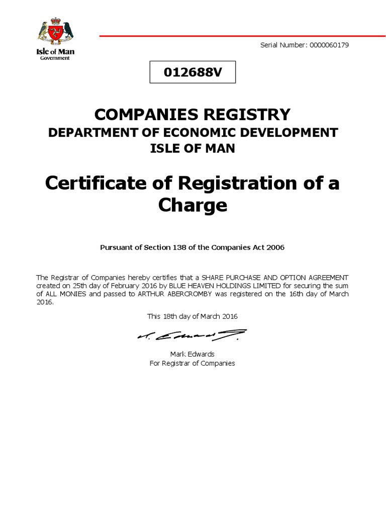 Certificate of Charge Registration | PDF | Finance & Money Management | Law