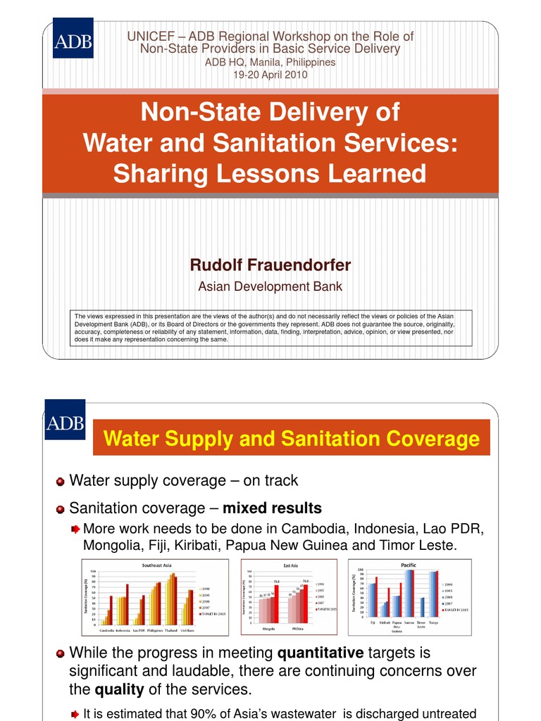 Non-State Delivery of Water and Sanitation Services: Sharing Lessons ...