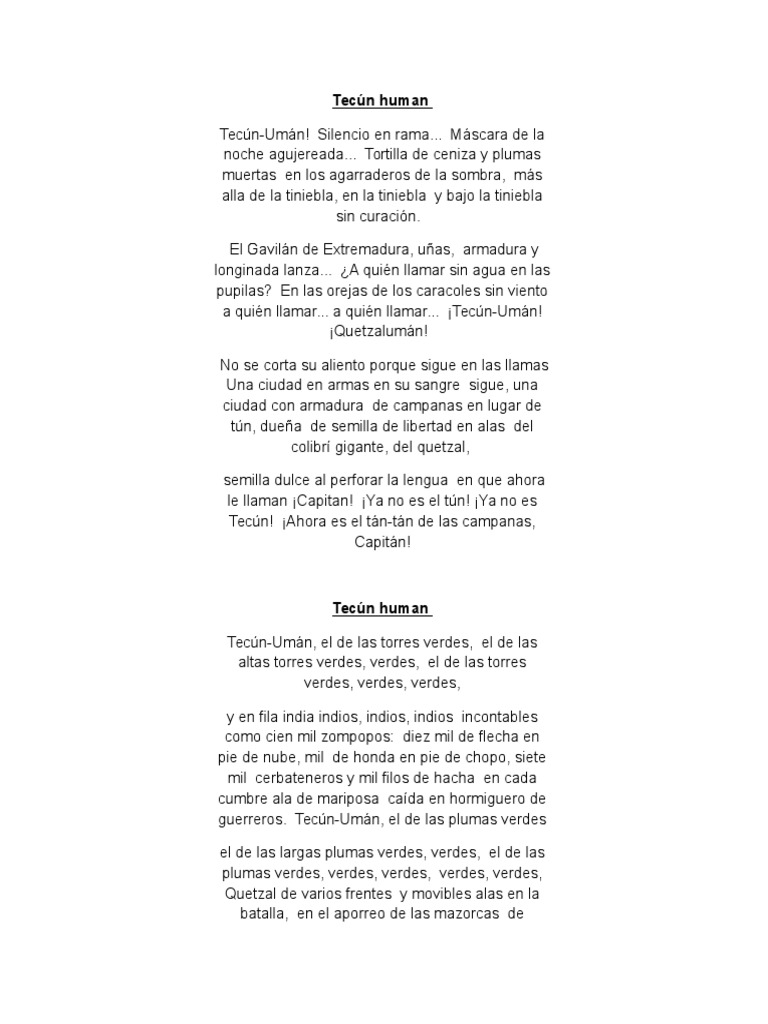 2 Poema A Tecún Human | PDF