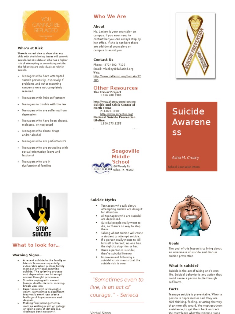 Suicide Awareness Brochure | PDF | Suicide | Adolescence