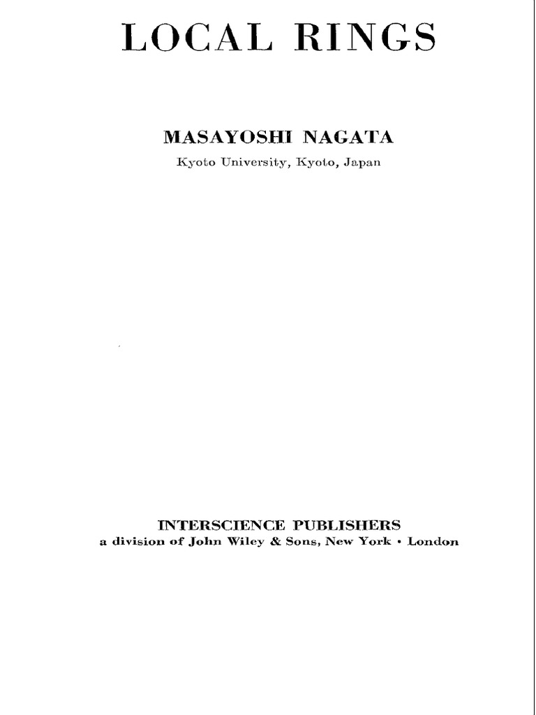 Masayoshi Nagata-Local Rings (Tracts in Pure & Applied Mathematics ...