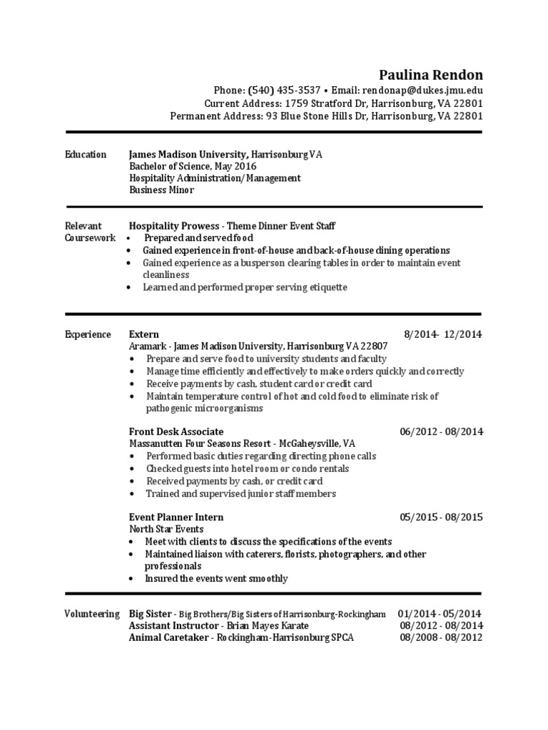 Hospitality Resume | PDF