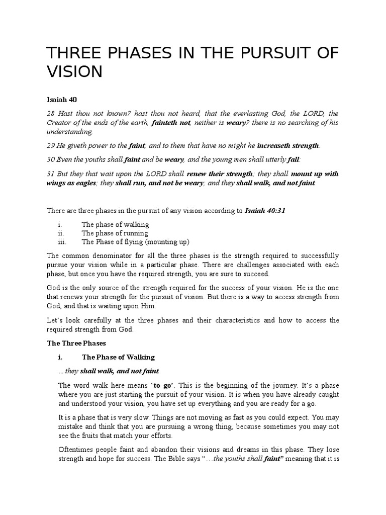 Three Phases in The Pursuit of Vision | PDF | Religious Belief And ...