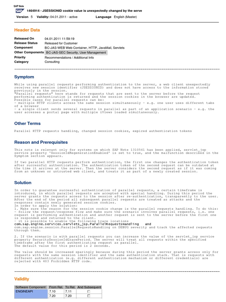 JSESSIONID Cookie Value Is Unexpectedly Changed by The Serve | PDF