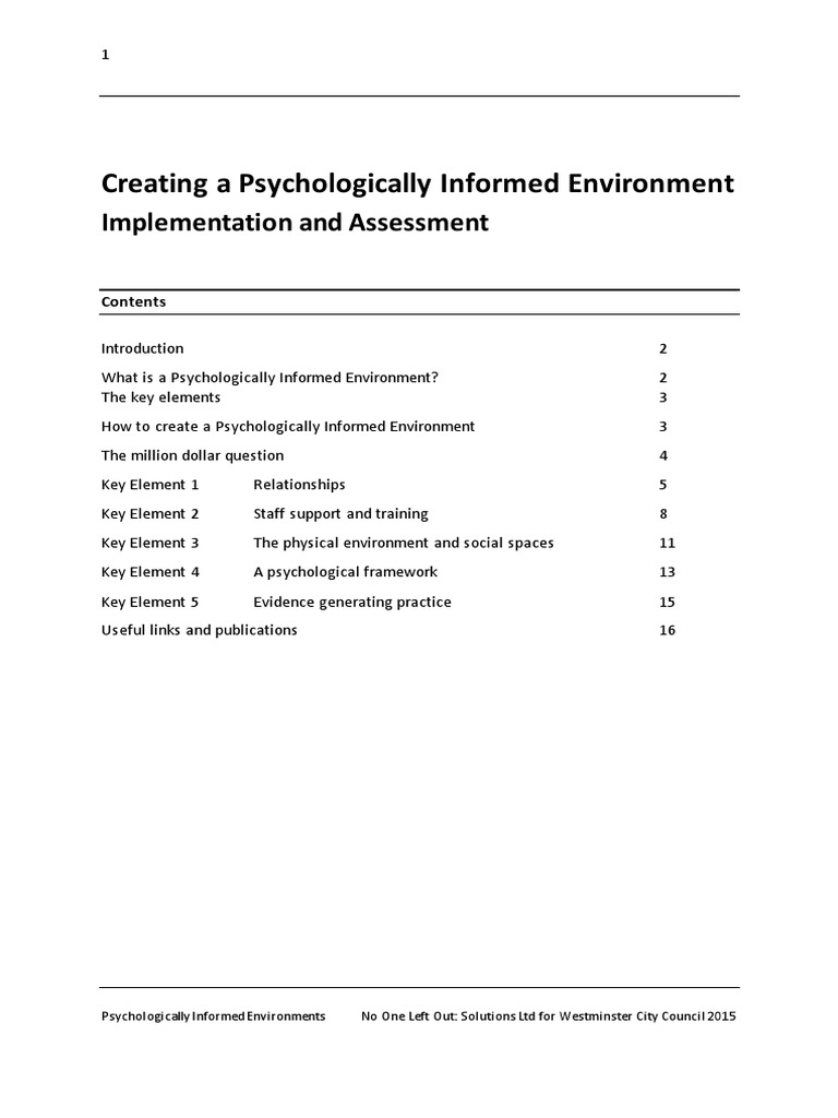 Creating A Psychologically Informed Environment | PDF | Psychological ...