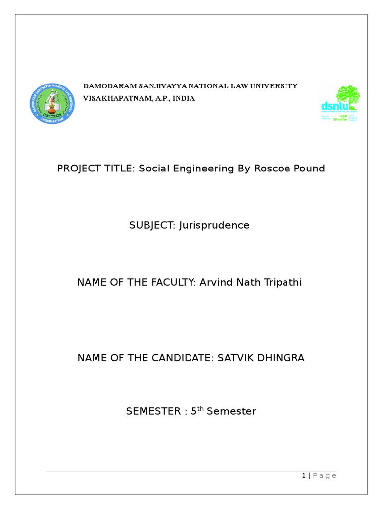 Juris Project Roscoe Pound Satvik | PDF | Jurisprudence | Sociology
