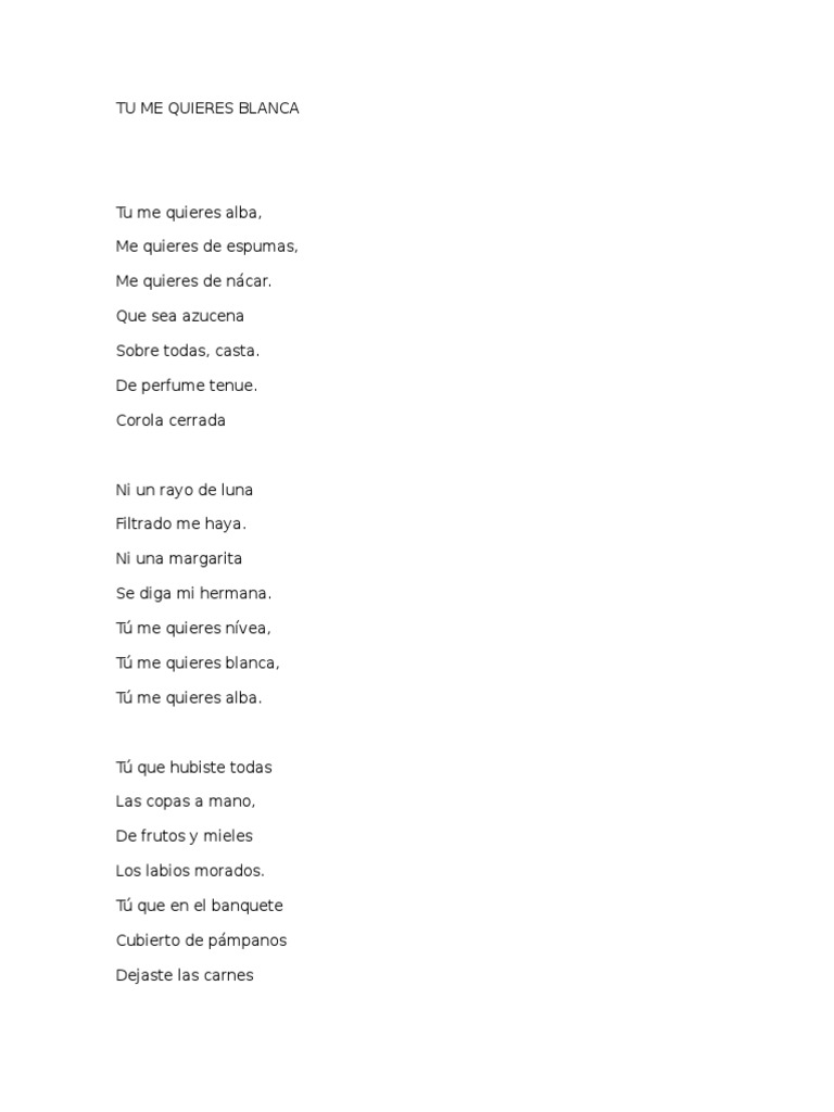 Tu Me Quieres Blanca | PDF