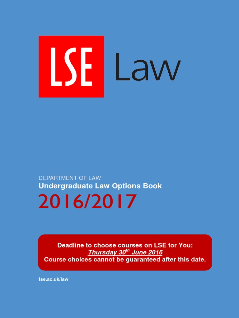 LLB Options Book 16-17 LSE | PDF | Thesis | Tort