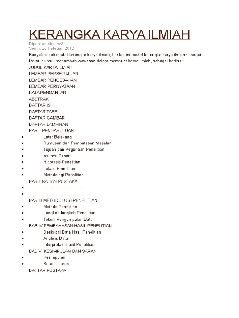Kerangka Karya Ilmiah | PDF