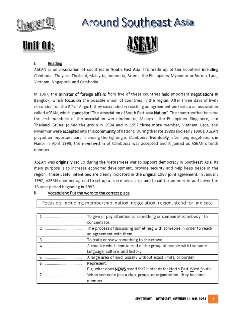 ASEAN Grade 11 Lesson Plan | PDF | Association Of Southeast Asian ...